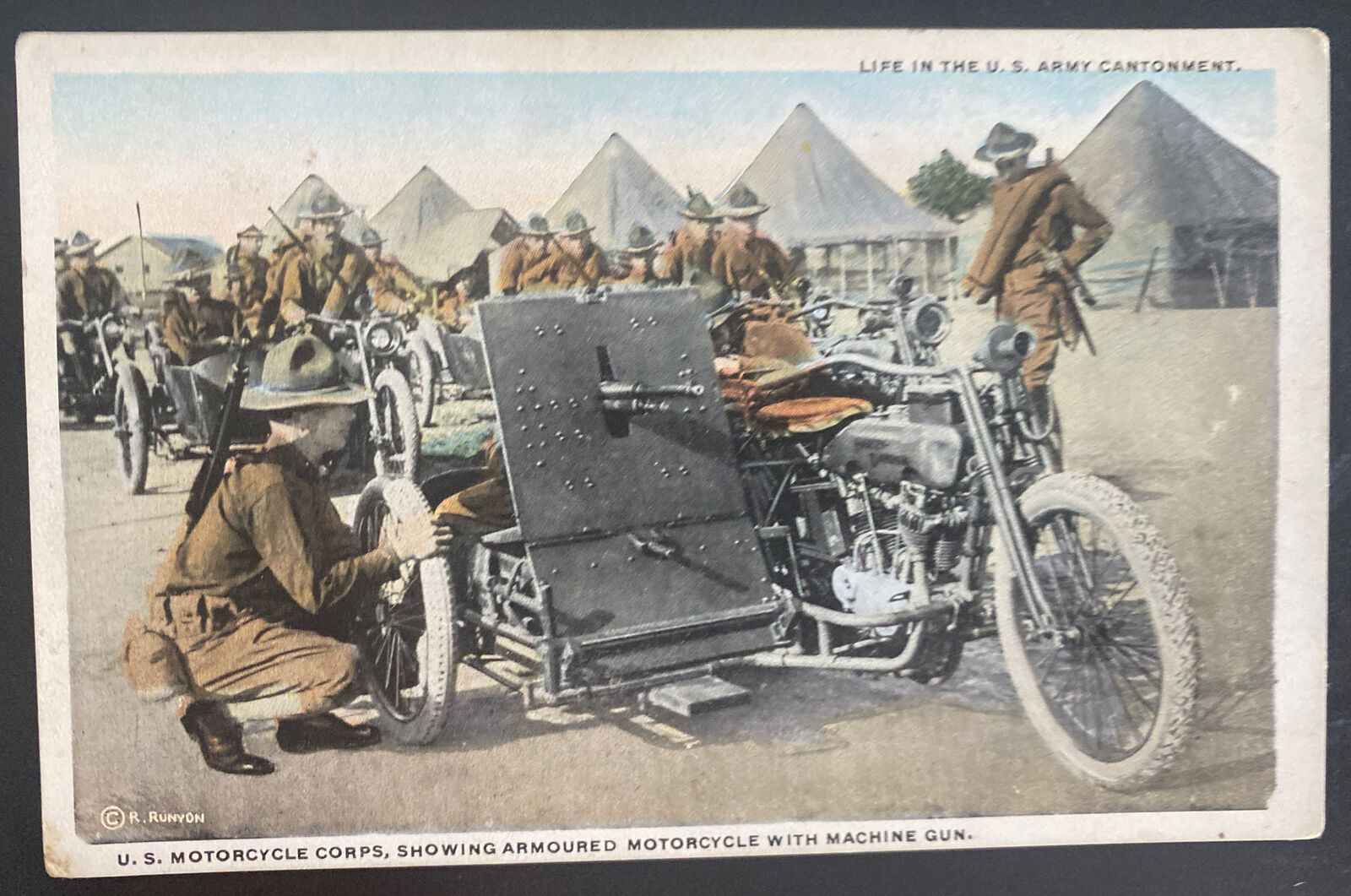 Mint USA Picture Postcard US Motorcycle Corps Showing Armoured ...