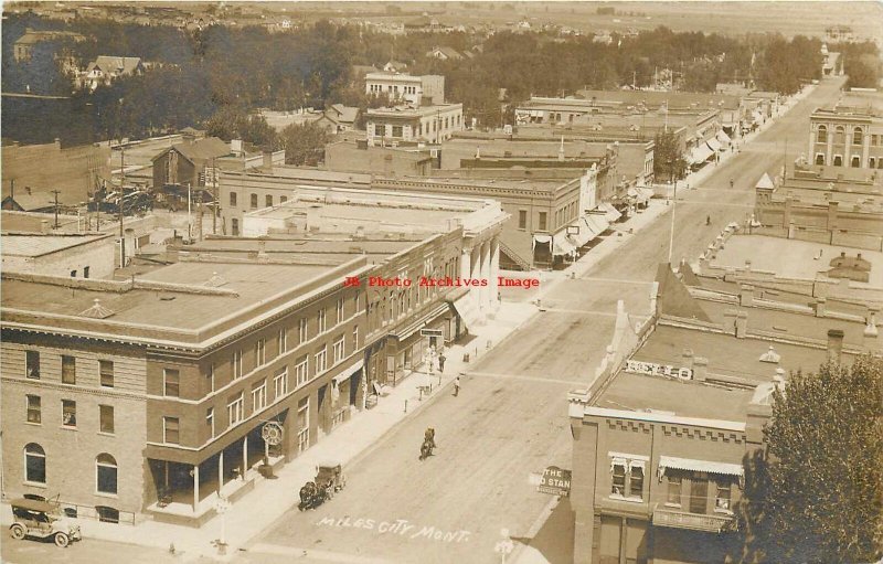 MT, Miles City, Montana, RPPC, Street Scene, Aerial View, 1911 PM ...