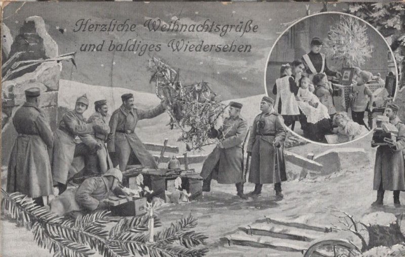 German Military WW1 Postcard Soldiers Children With Nurse Old Postcard ...