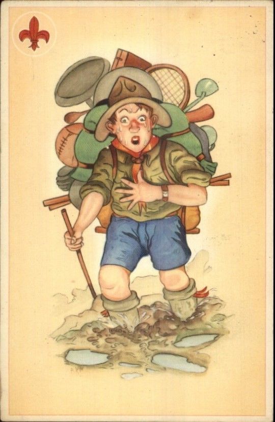 Boy Scout Sinking in Mud Comic Sweden Cancel Postcard | Topics ...