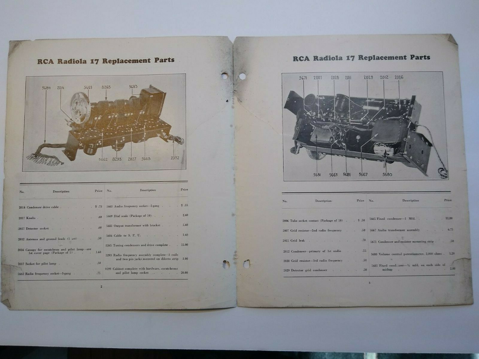 RCA Radiola 17 Replacement Parts Pamphlet 1927 Vintage Radio 4 Sided ...