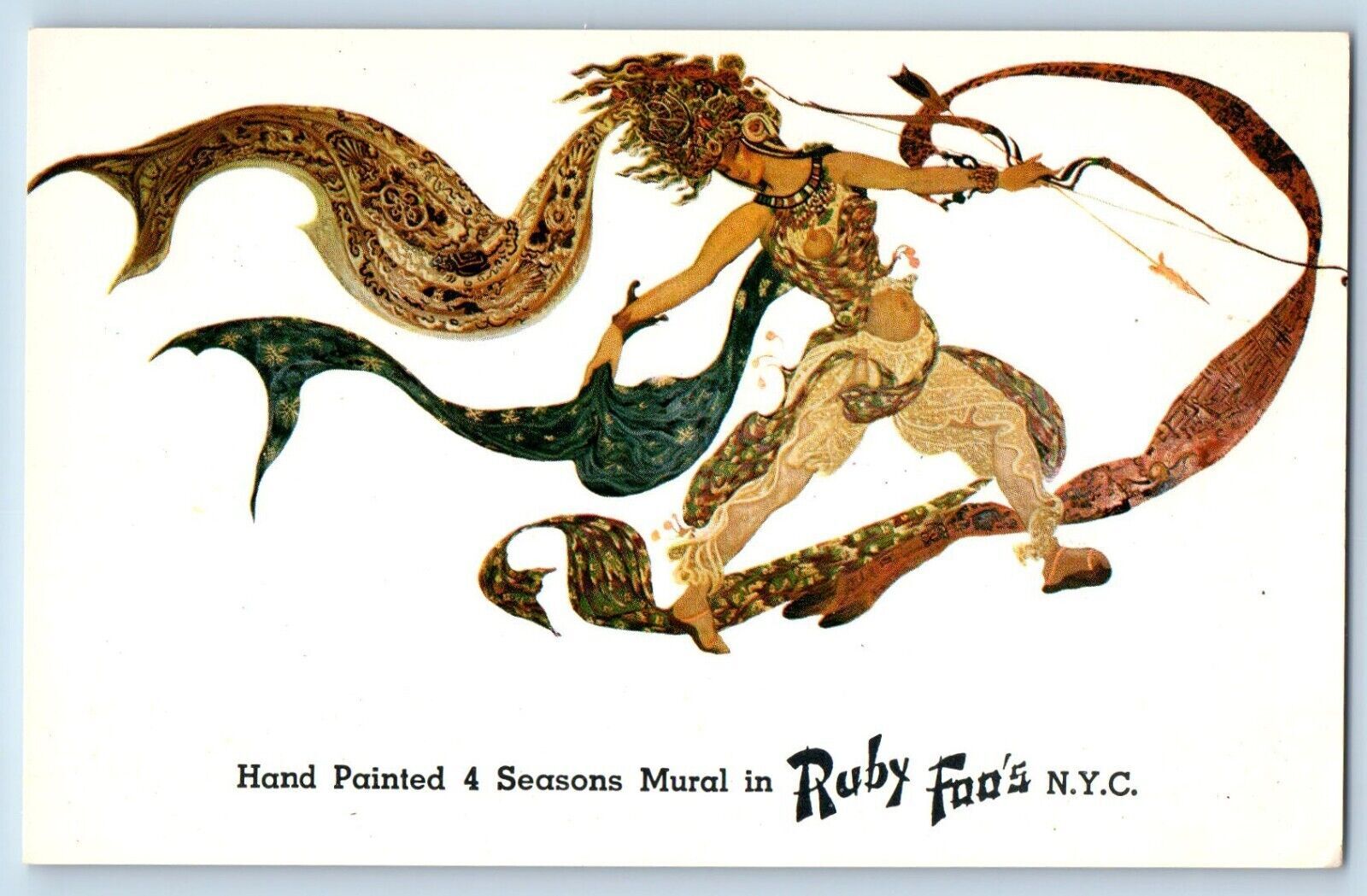 New York NY Postcard Hand Painted Mural Ruby Foo's Famous Chinese Food ...