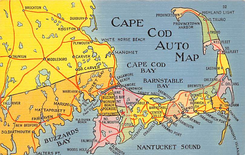 Cape Cod Auto Map USA Map Unused | Topics - Other, Postcard / HipPostcard