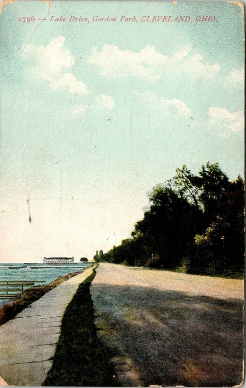 Lake Drive Gordon Park Cleveland Ohio OH Antique Postcard Cancel PM WOB ...