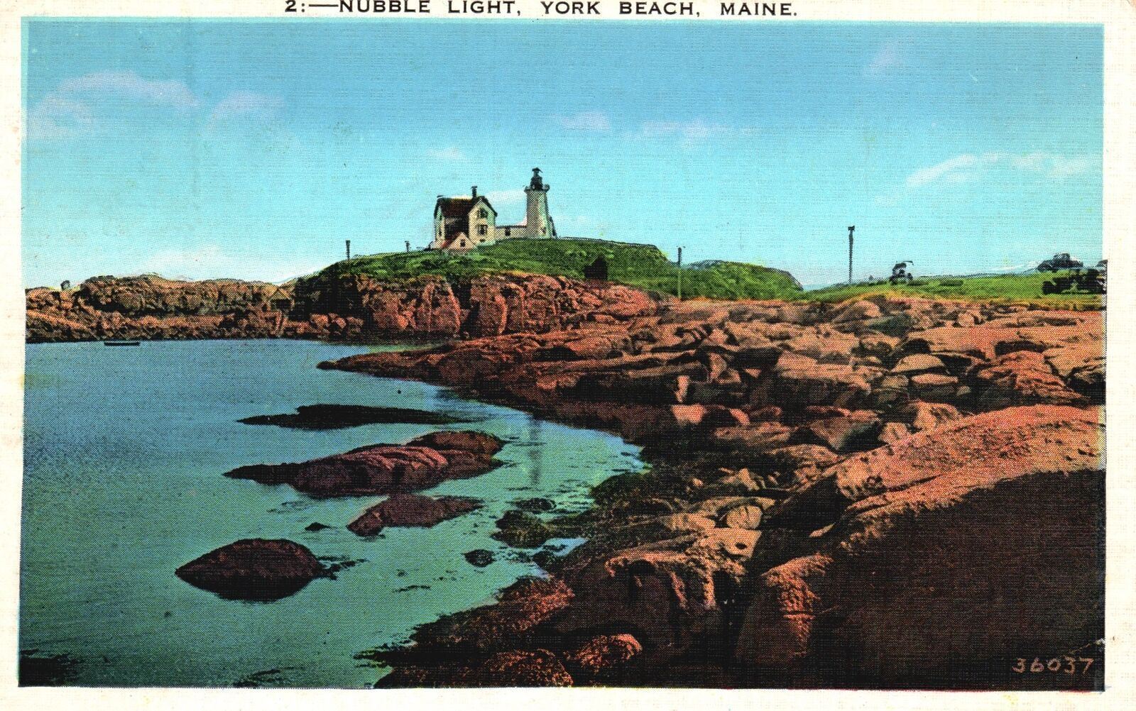 Vintage Postcard 1938 Nubble Light Rocks Ocean Lighthouse York Beach ...