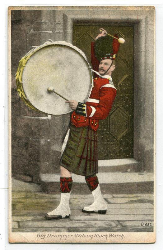 Big Drummer Wilson Bass Drum Black Watch British Army Military 1910c ...
