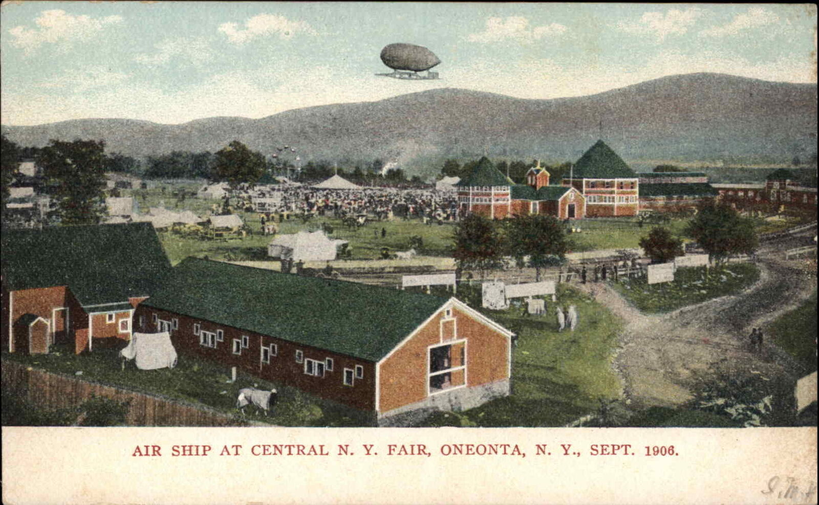 Oneonta New York NY Central New York Fair Air Ship Blimp c1910 Postcard ...