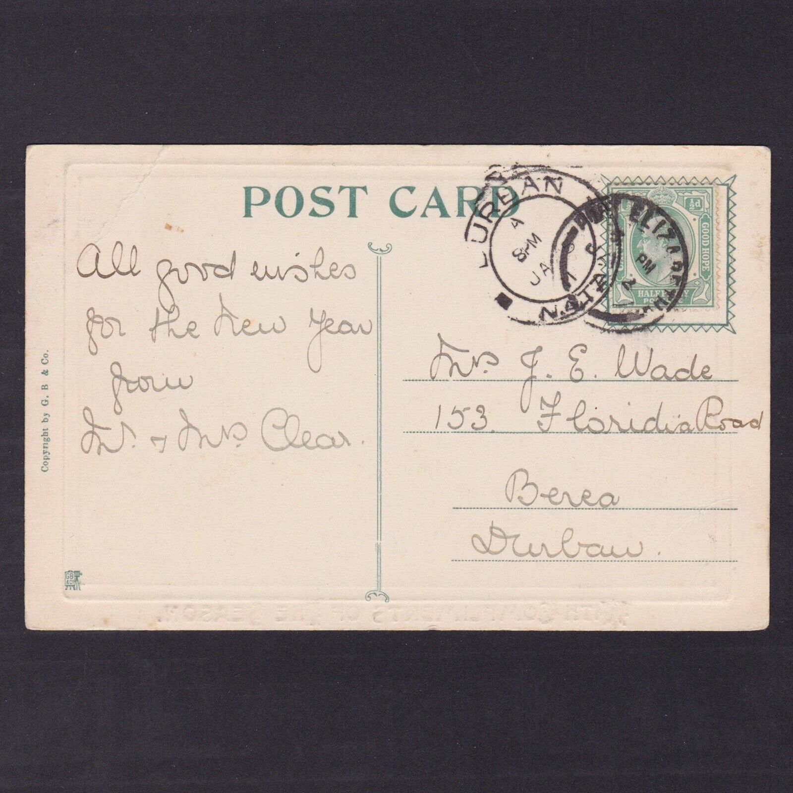 CAPE OF GOOD HOPE 1911, Postcard Port Elizabeth, The Donkin Memorial ...