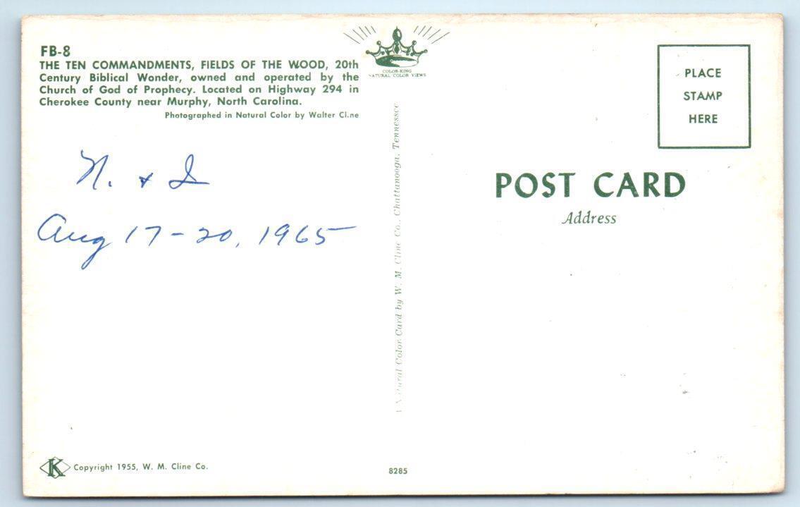 MURPHY, North Carolina NC ~ Fields of the Wood TEN COMMANDMENTS 1955 ...