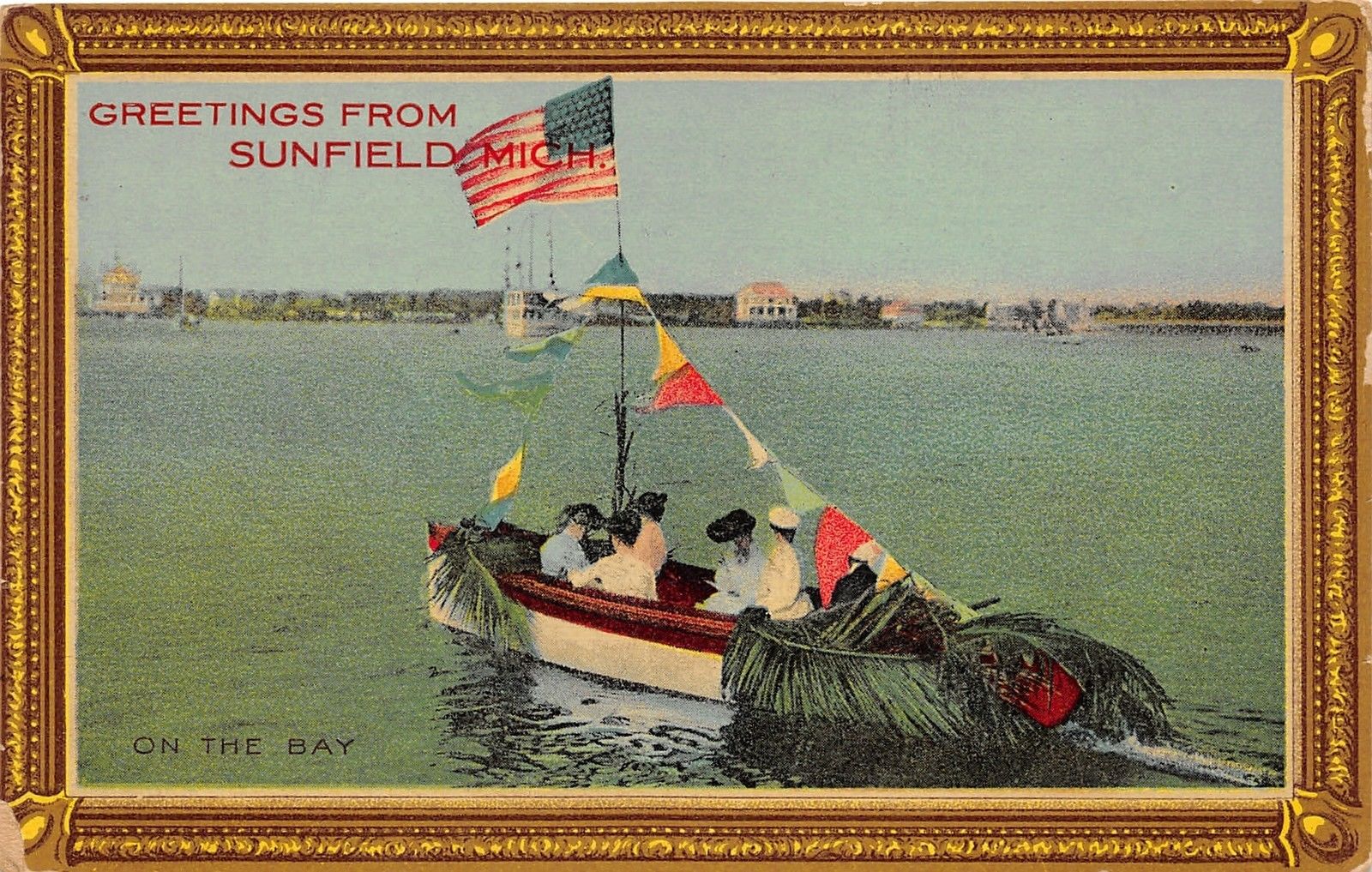 Sunfield Michigan~Victorian Ladies in Boat Decorated with Branches ...