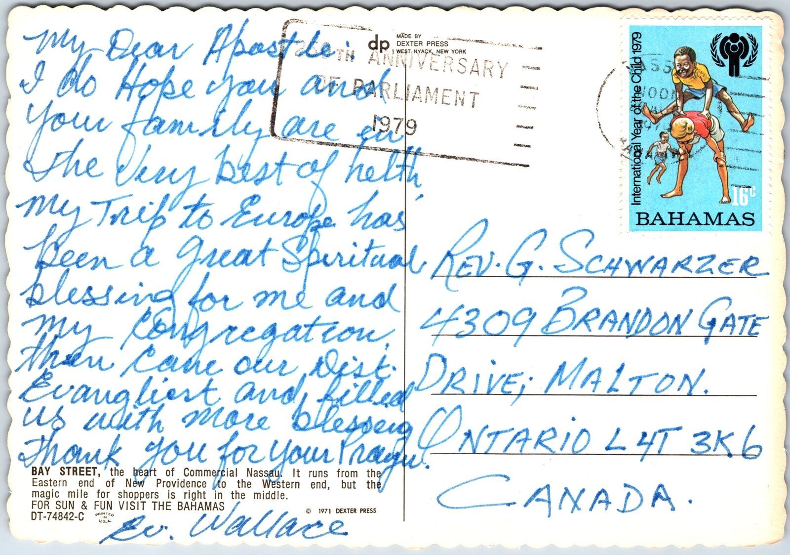 Vintage Continental Sized Postcard Scene on BAY Street Nassau Bahamas ...