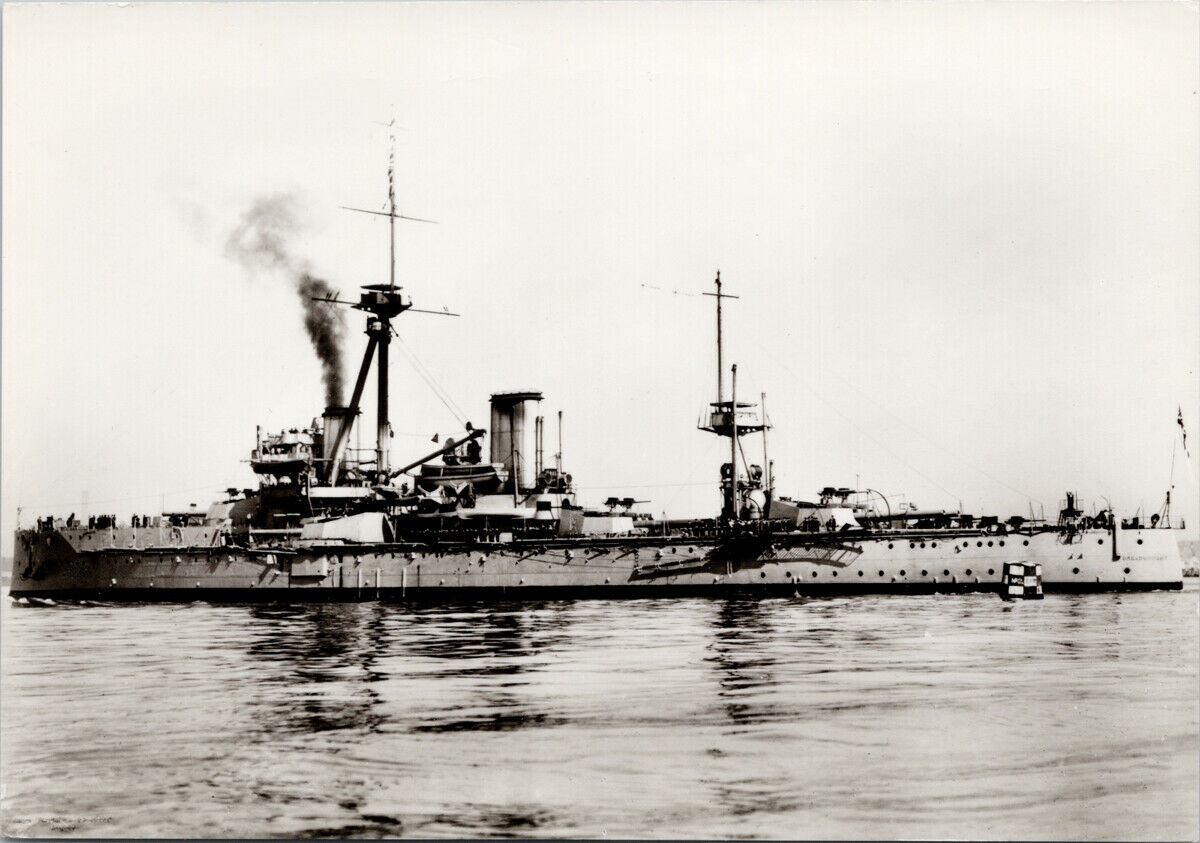 HMS 'Dreadnought' Warship Ship Specs on back Unused Real Photo Postcard ...