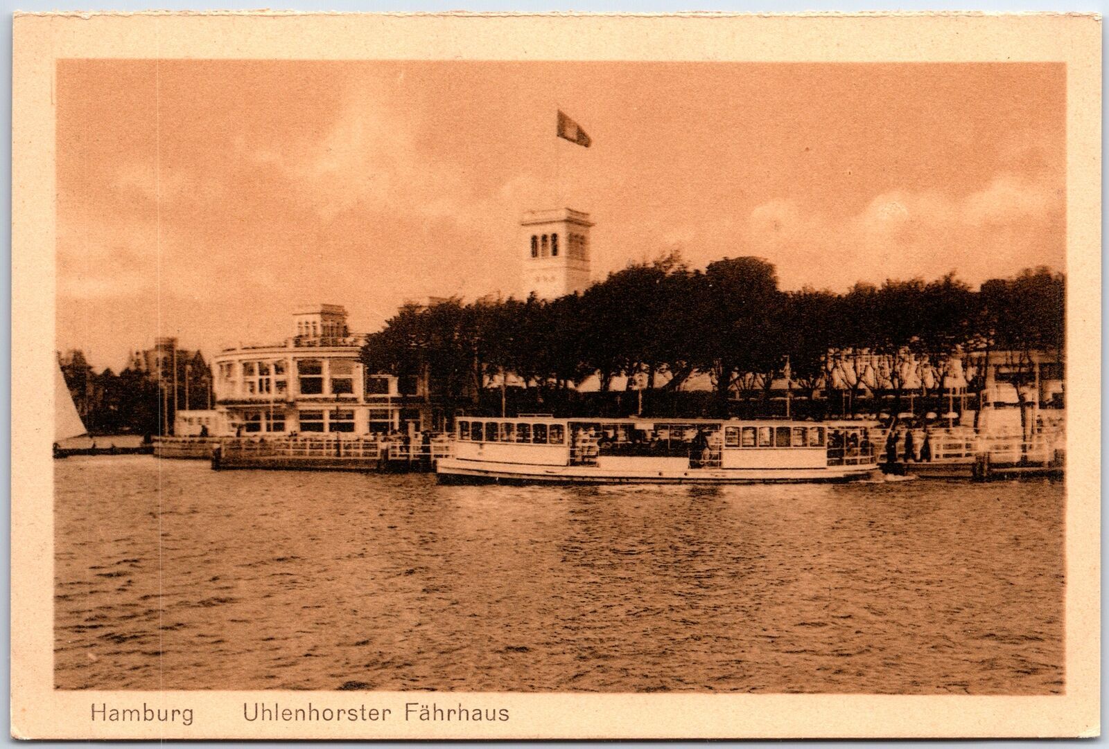 Vintage Postcard the Uhlenhorst Ferry Terminal at Hamburg Germany C ...