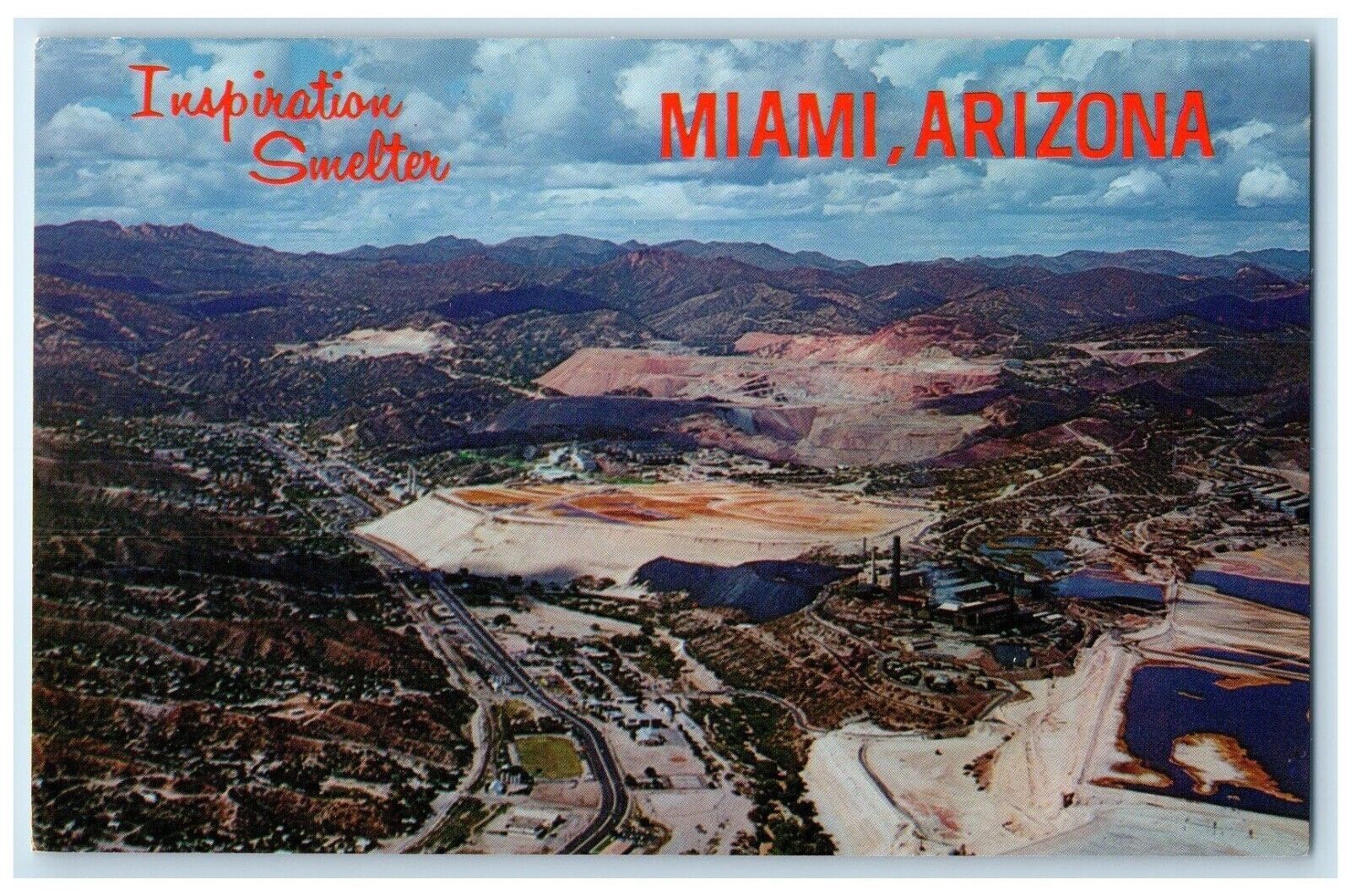 c1960 Aerial View Inspiration Smelter Highways 60-70 Miami Arizona AZ ...