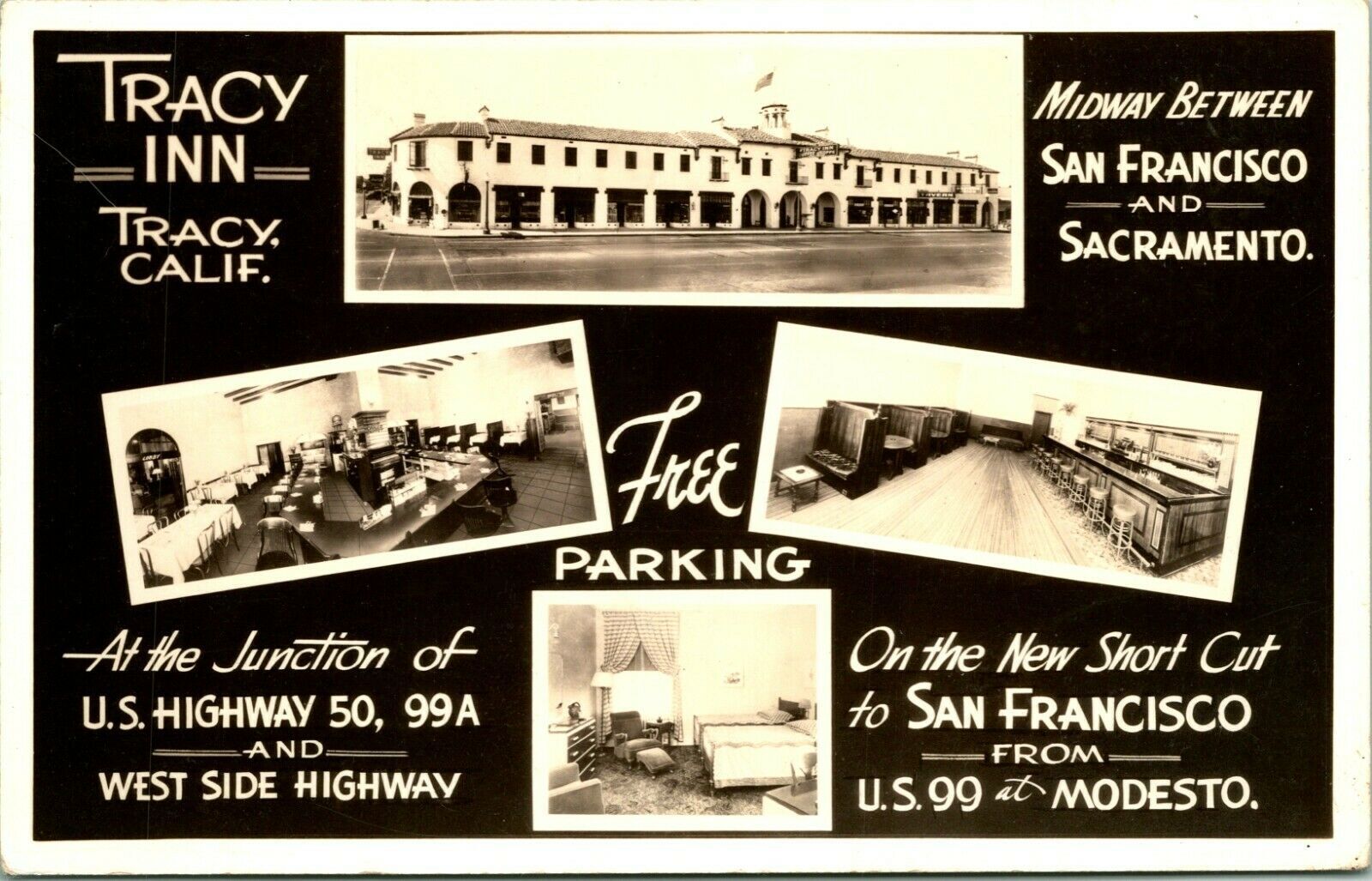 Vtg RPPC 1930s Tracy California CA Tracy Inn Multi View Hwy 50 ...