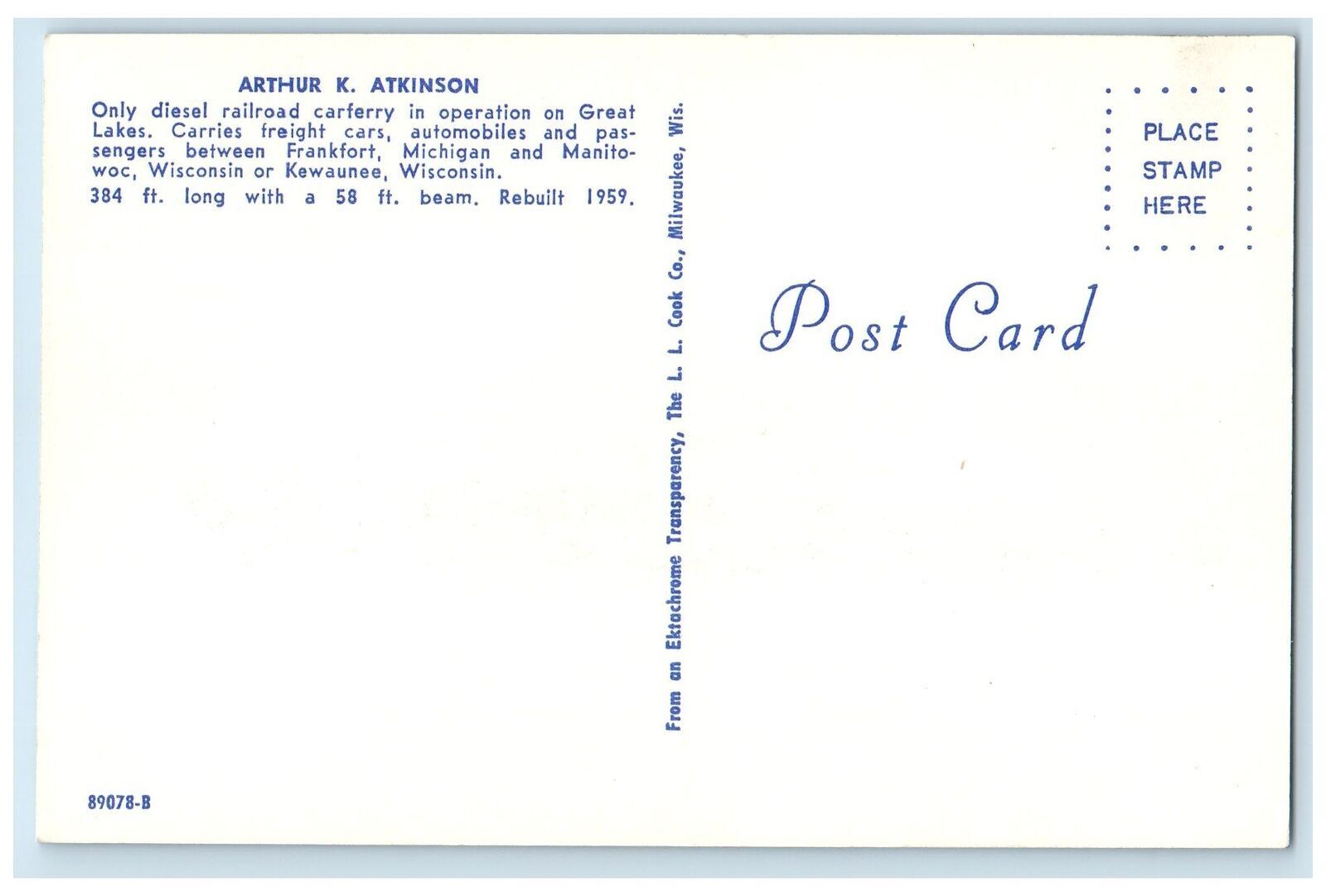 c1960s Arthur K. Atkinson Diesel Railroad Carferry Scene Great Lakes MI ...