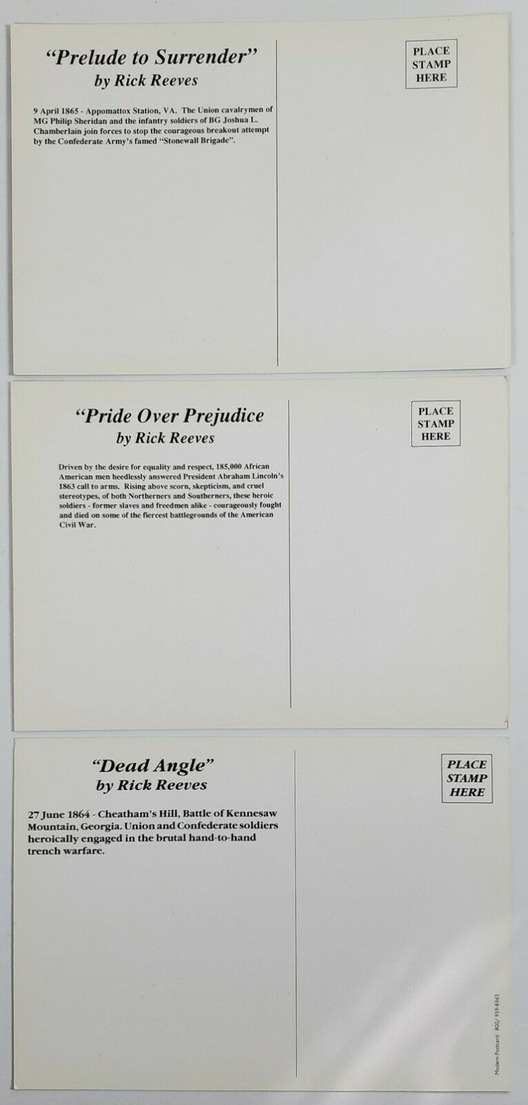 3 CIVIL WAR War Art RICK REEVES Cards Showing 3 Scenes Postcard P20 ...