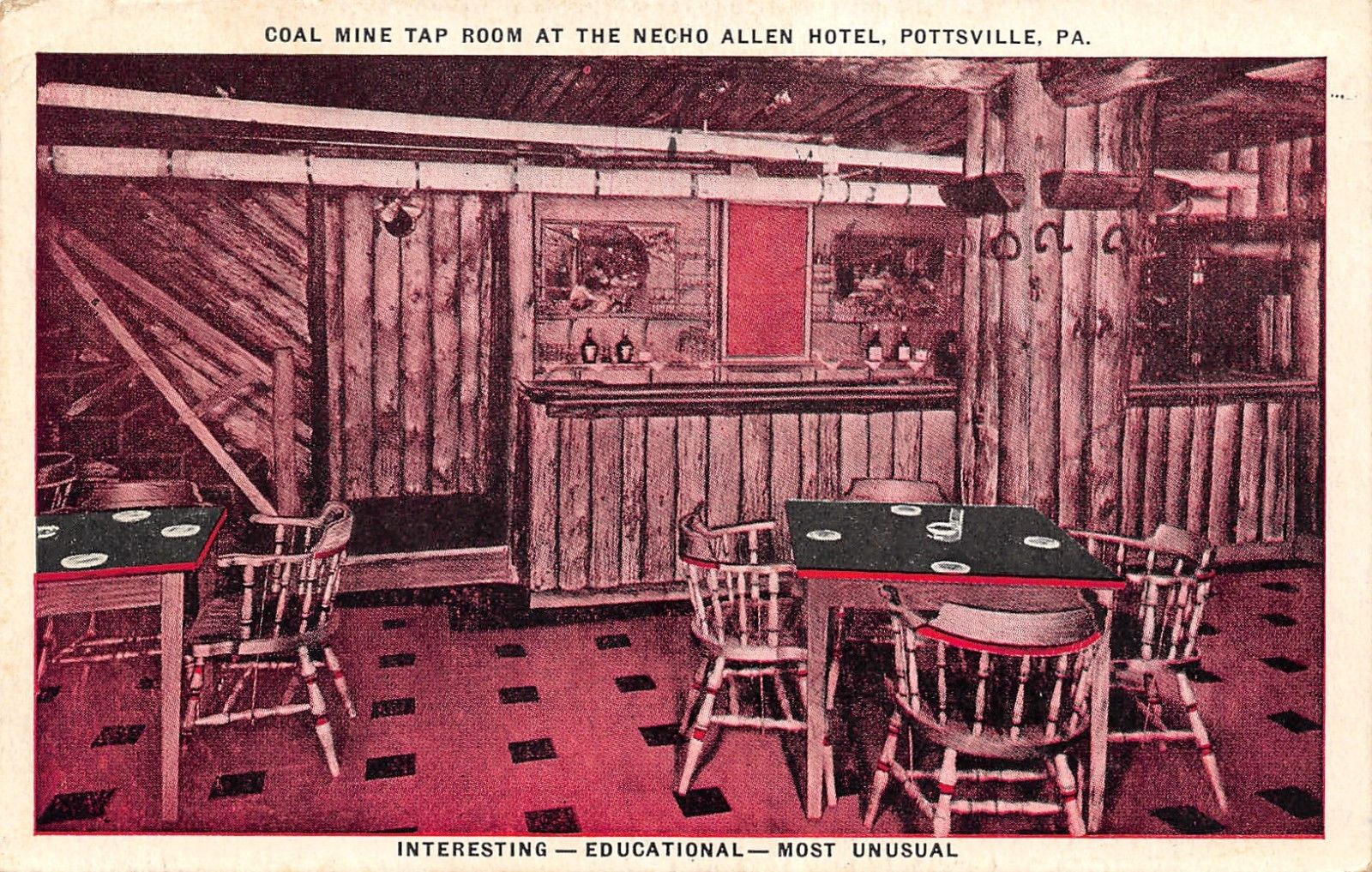 Pottsville PA~Necho Allen Hotel~Coal Mine Tap~Counter~Use Anthracite ...