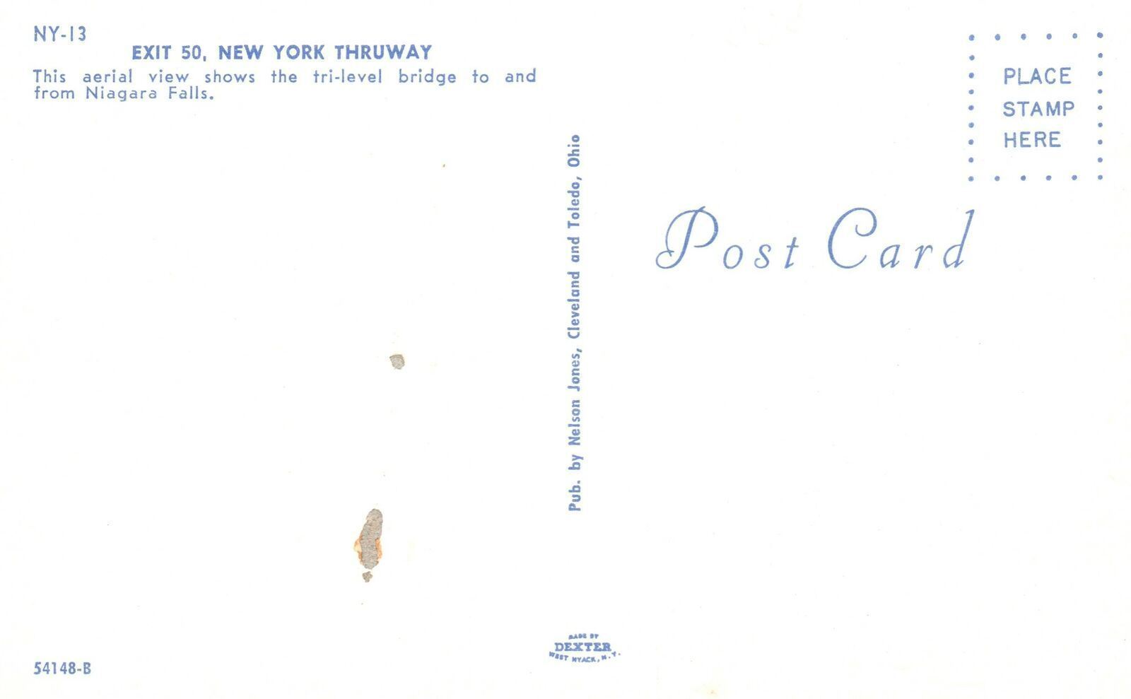 Vintage Postcard Exit 50 New York Thruway Aerial View Tri-Level Bridge ...