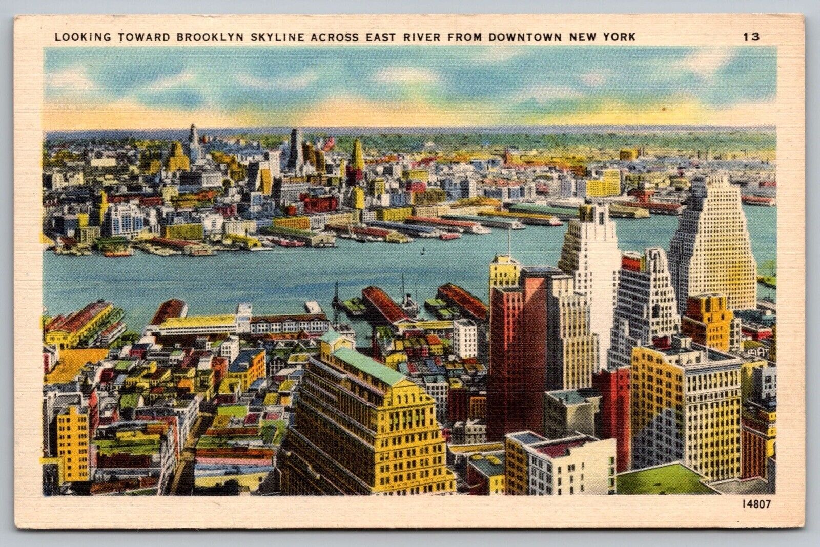 Brooklyn Skyline East River Birds Eye View Downtown New York Skyscraper ...