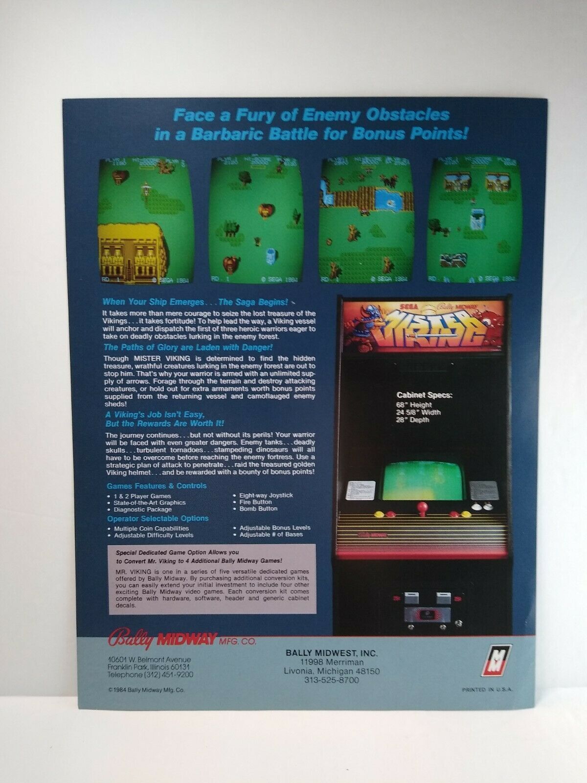 Mister Viking Arcade Flyer 1984 Original Video Game Retro Art 8.5" x 11 ...