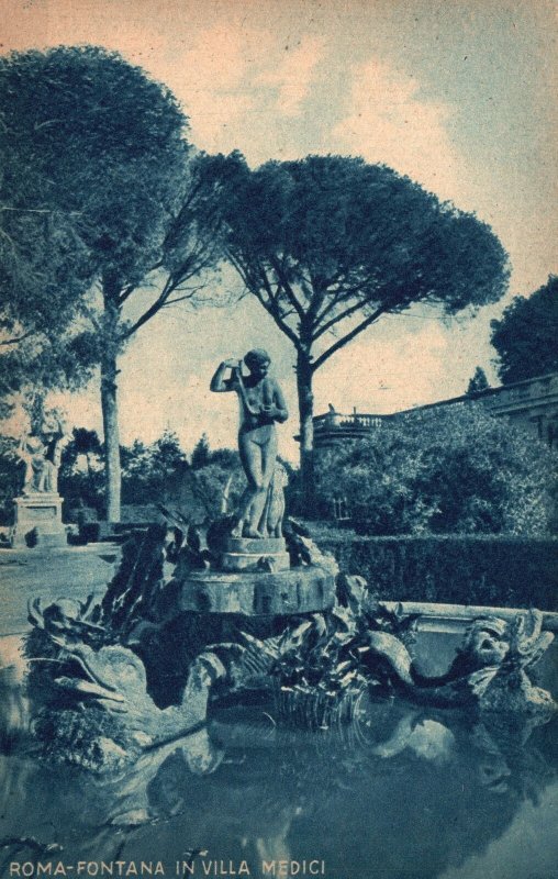 Vintage Postcard 1910's Roma Fontana In Villa Medici Monument Ernesto ...