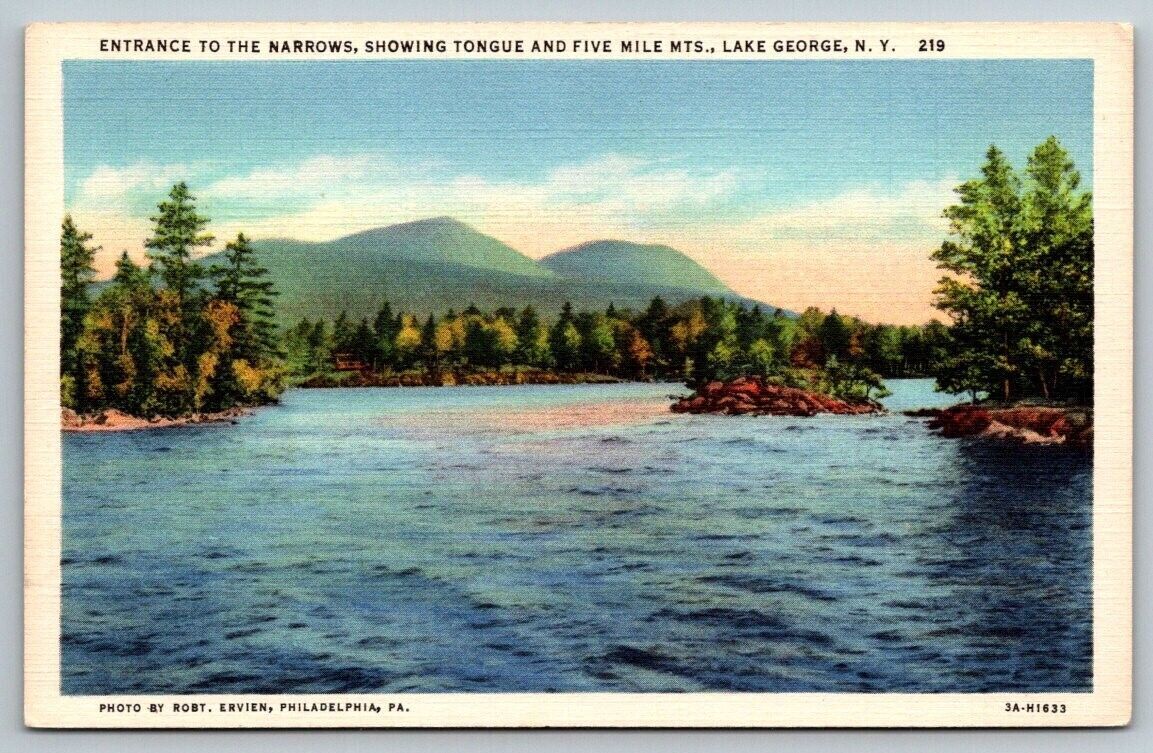 Vintage New York Postcard - Tongue Mt. Lake George The Narrows | United ...