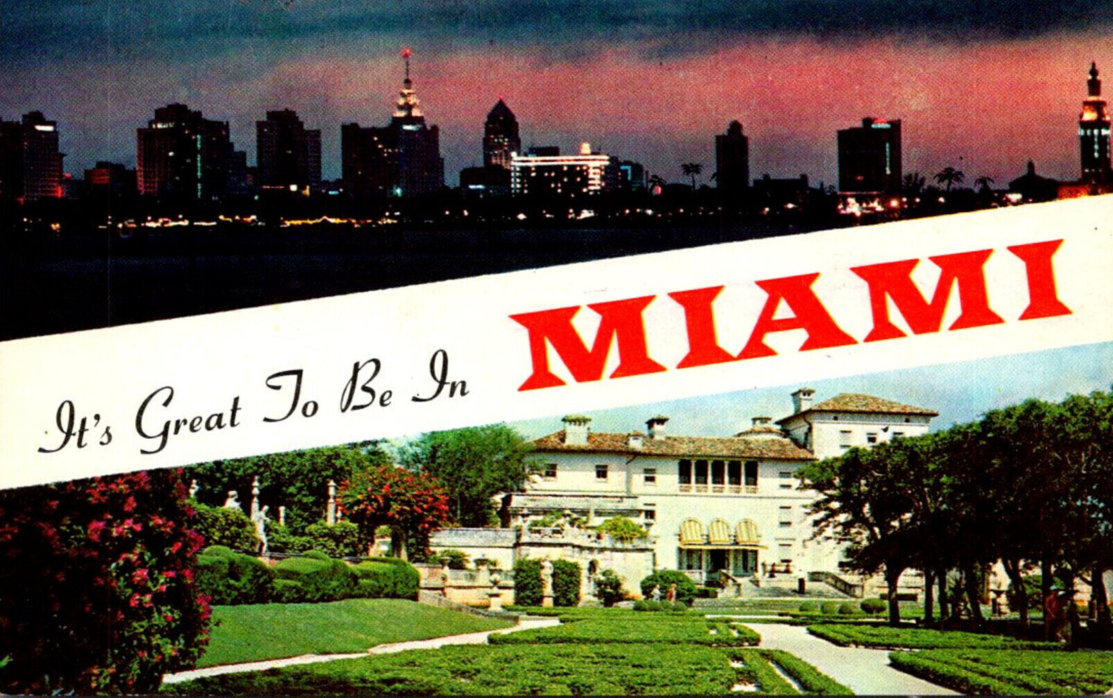 Florida Miami It's Great To Be In Miami Split View With Skyline At ...