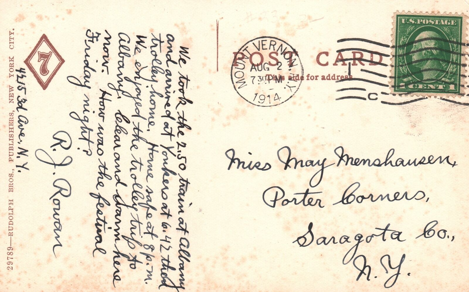 Vintage Postcard 1914 Mount Vernon Hospital Building Rudolph Bros New ...