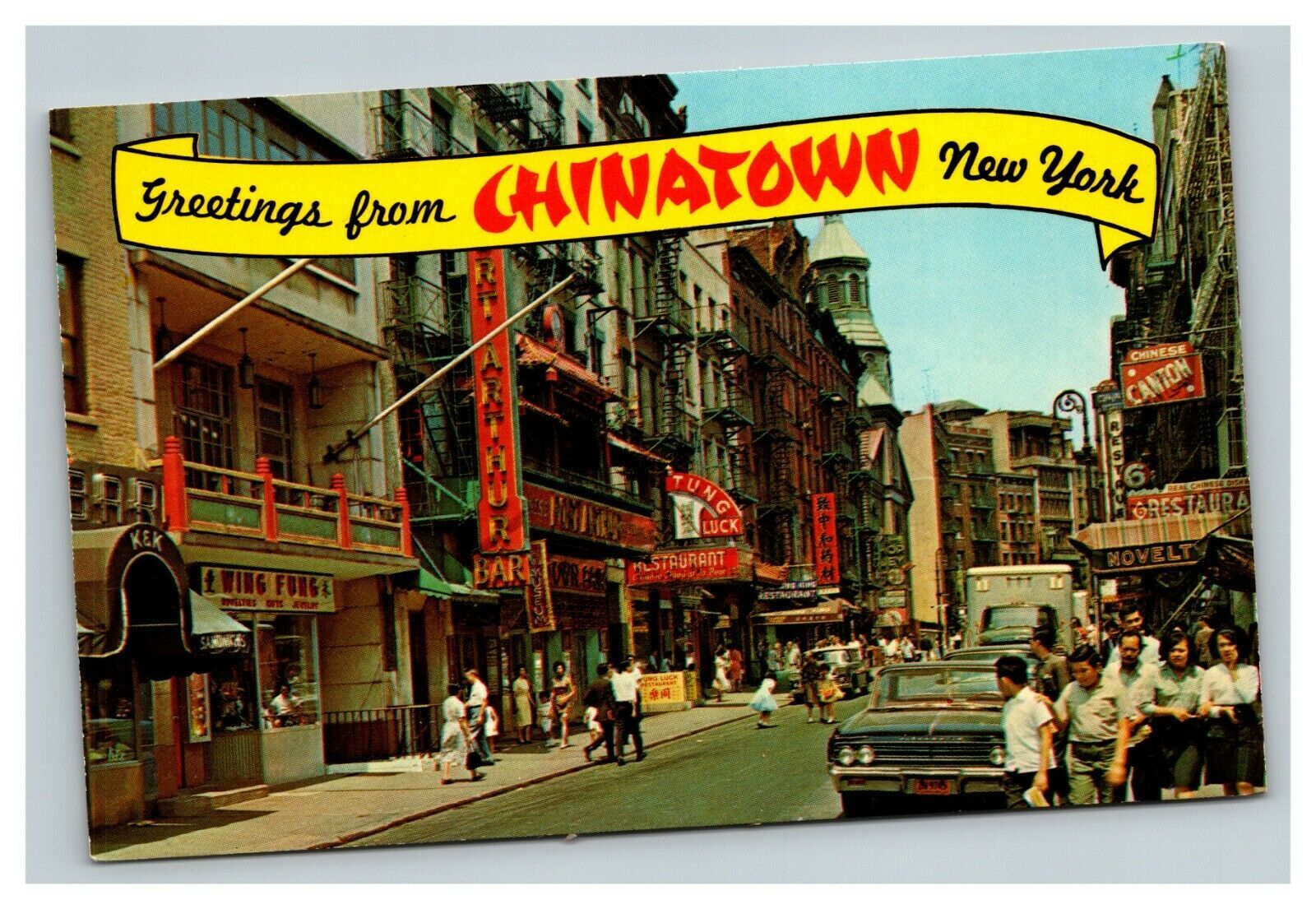 Vintage 1960's Postcard Greetings From Chinatown New York - Pedestrians ...
