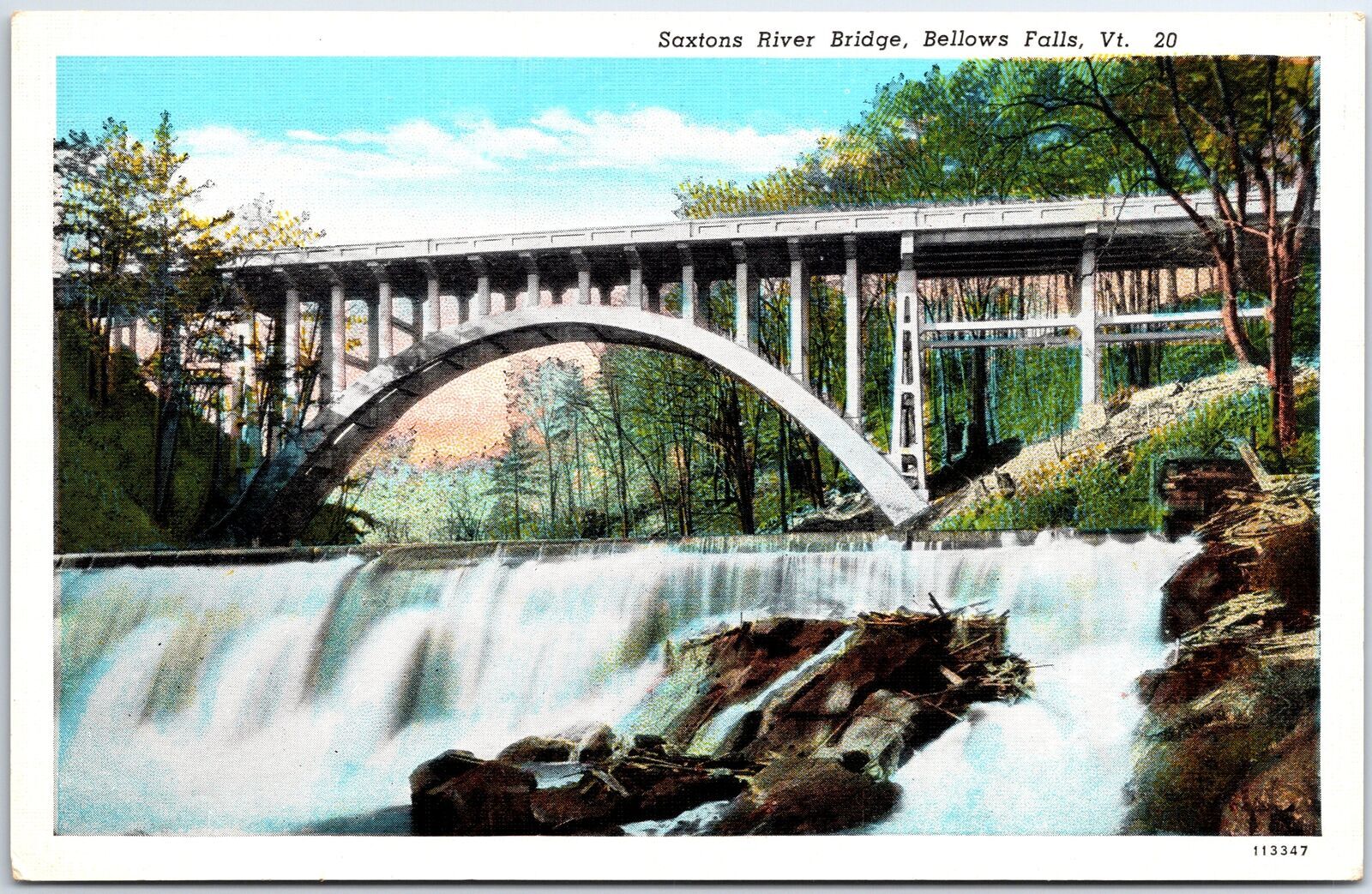 Vintage Postcard the Saxtons River Bridge at Bellows Falls Vermont ...