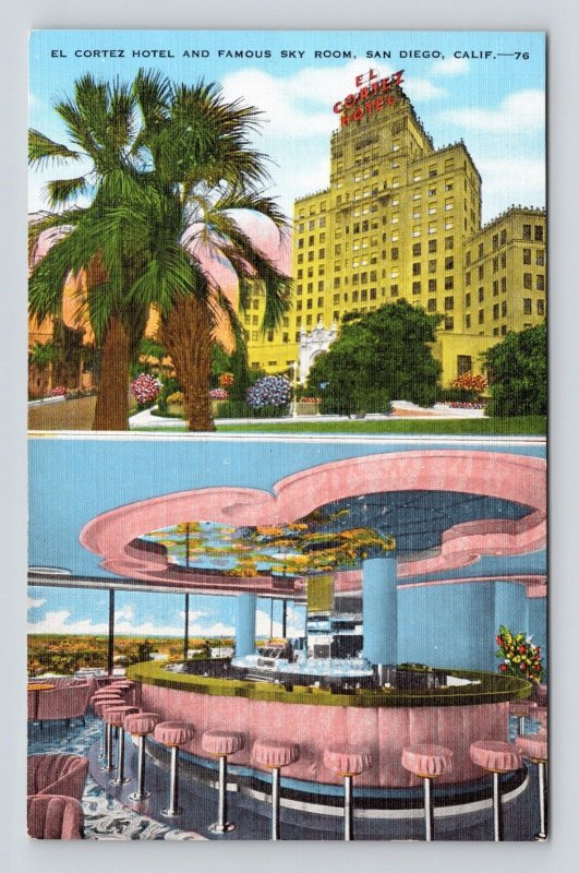 Dual View El Cortez Hotel Sky Room San Diego California UNP Linen ...