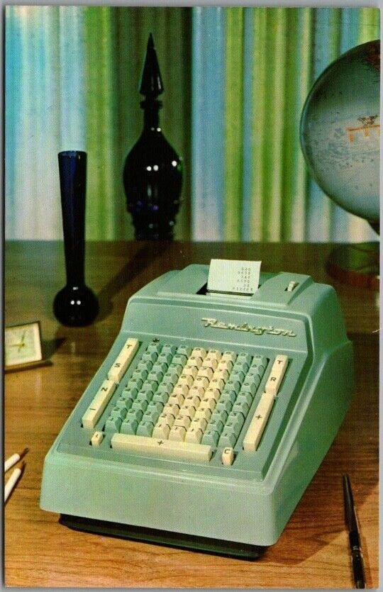 1950s Remington Rand Office Machines POSTCARD "Model 5 Electric Adding ...