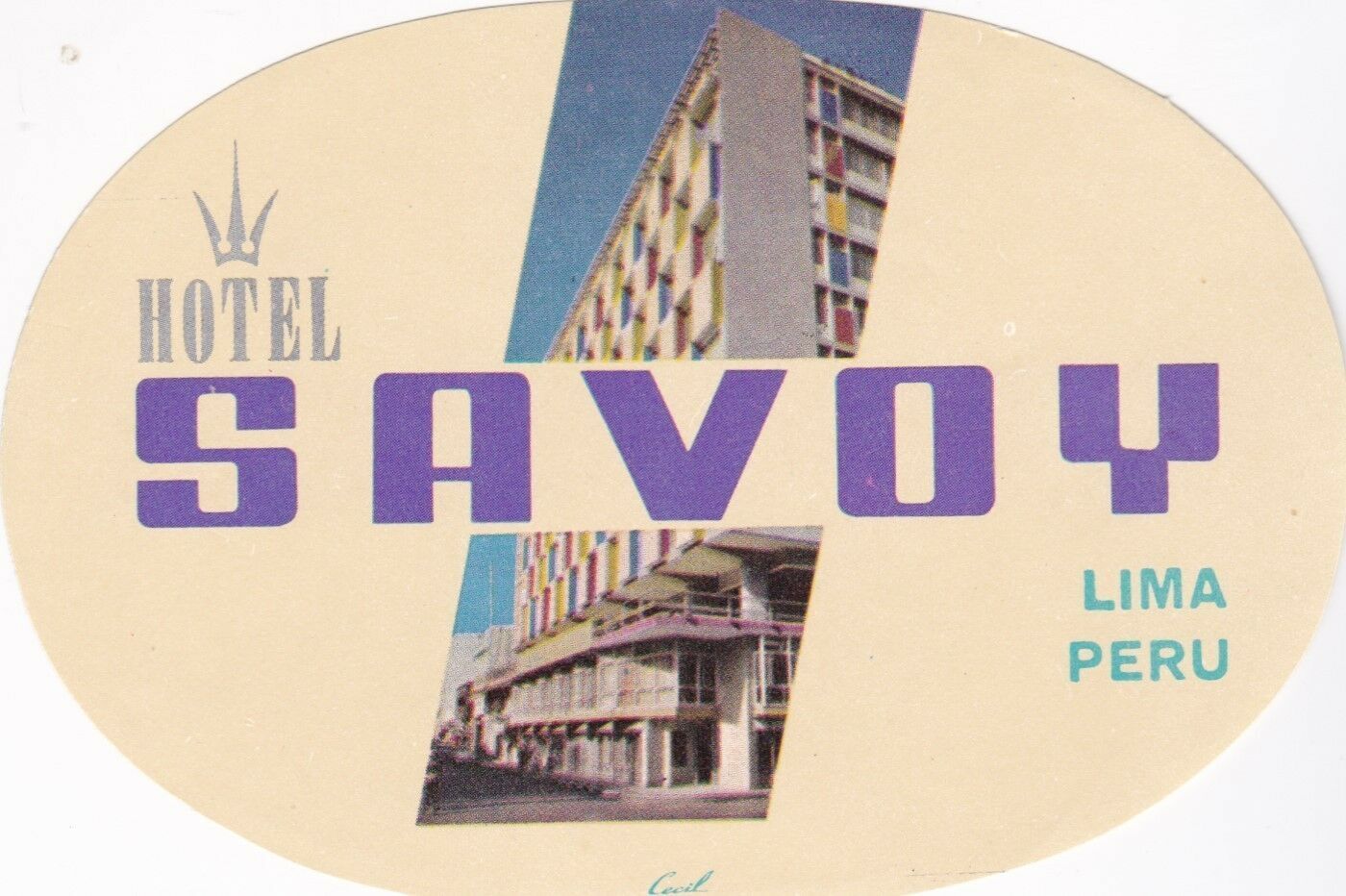 Peru Lima Hotel Savoy Vintage Luggage Label sk1396 | Ephemera - Hotel ...