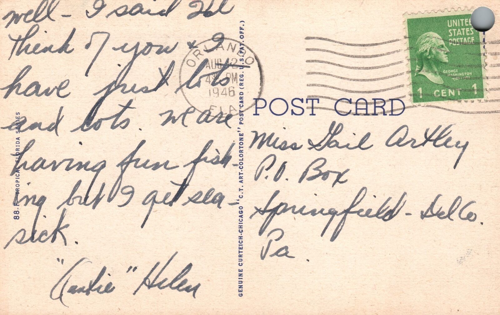 Vintage Postcard 1946 Legend of the Spanish Moss Poem Tropical Florida ...