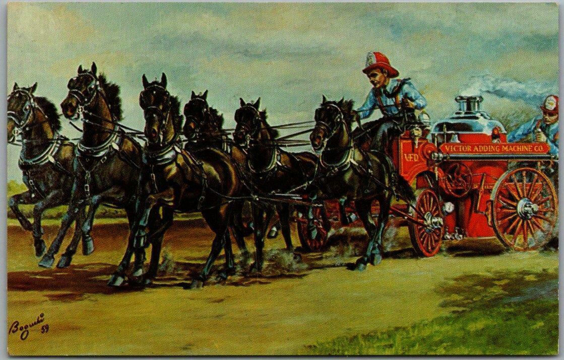 1950s Chicago Advertising Postcard VICTOR ADDING MACHINE CO. "The Steam ...