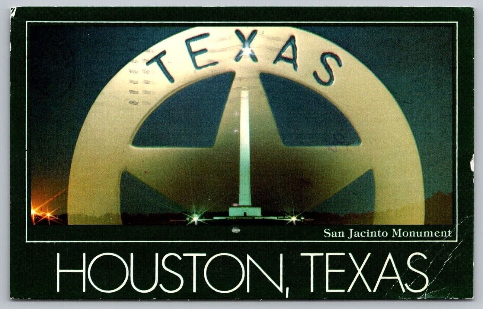 Houston Texas San Jacinto Monument Scenic Landmark Chrome Cancel WOB ...