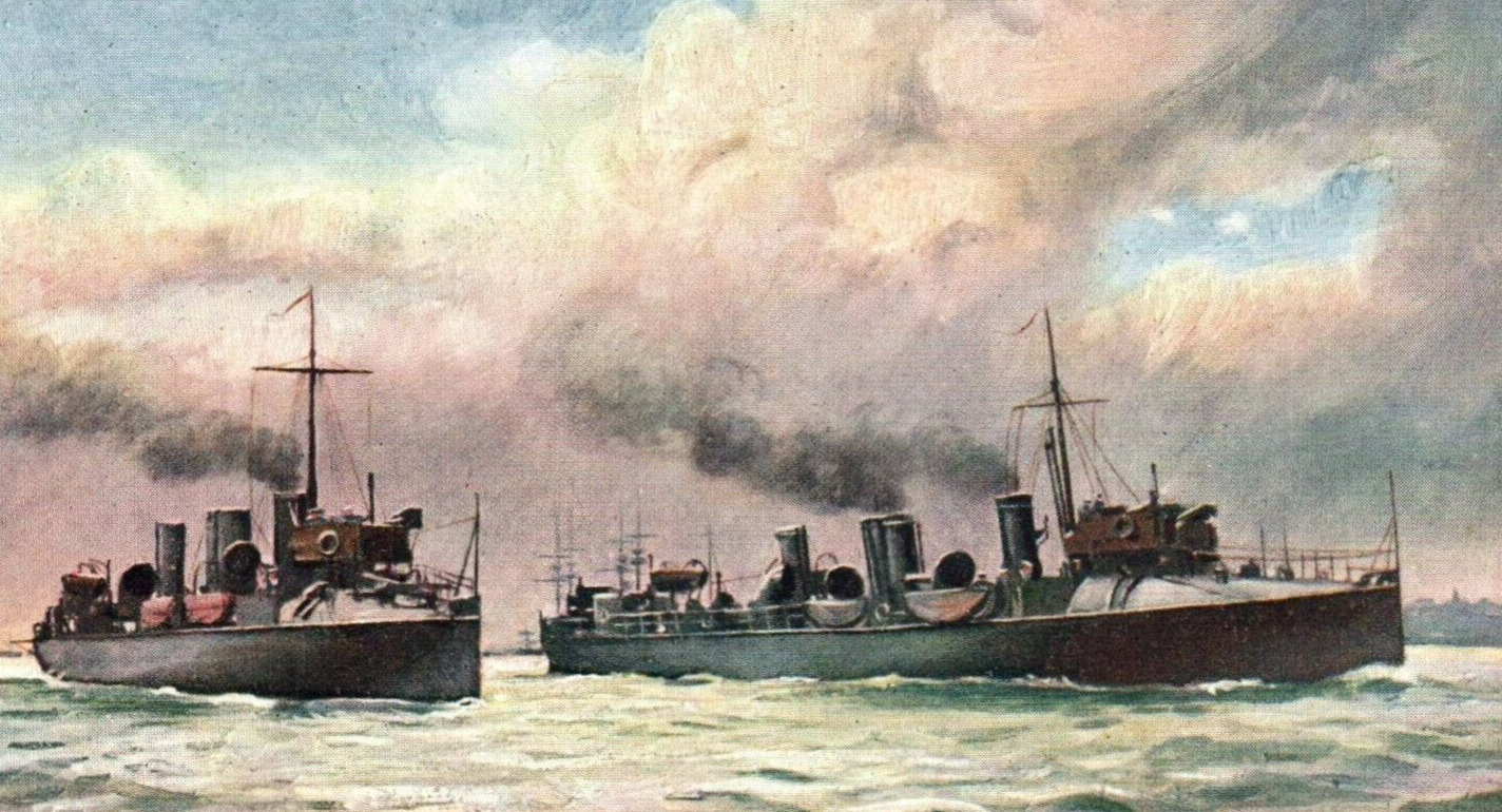 WWI British Royal Navy HMS Peterel & Bullfinch Torpedo Boat Raphael ...