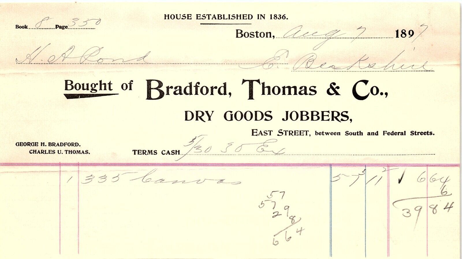 1897 Manchester NH G.W. Dodge Boots Shoes Rubbers ELM ST Billhead ...
