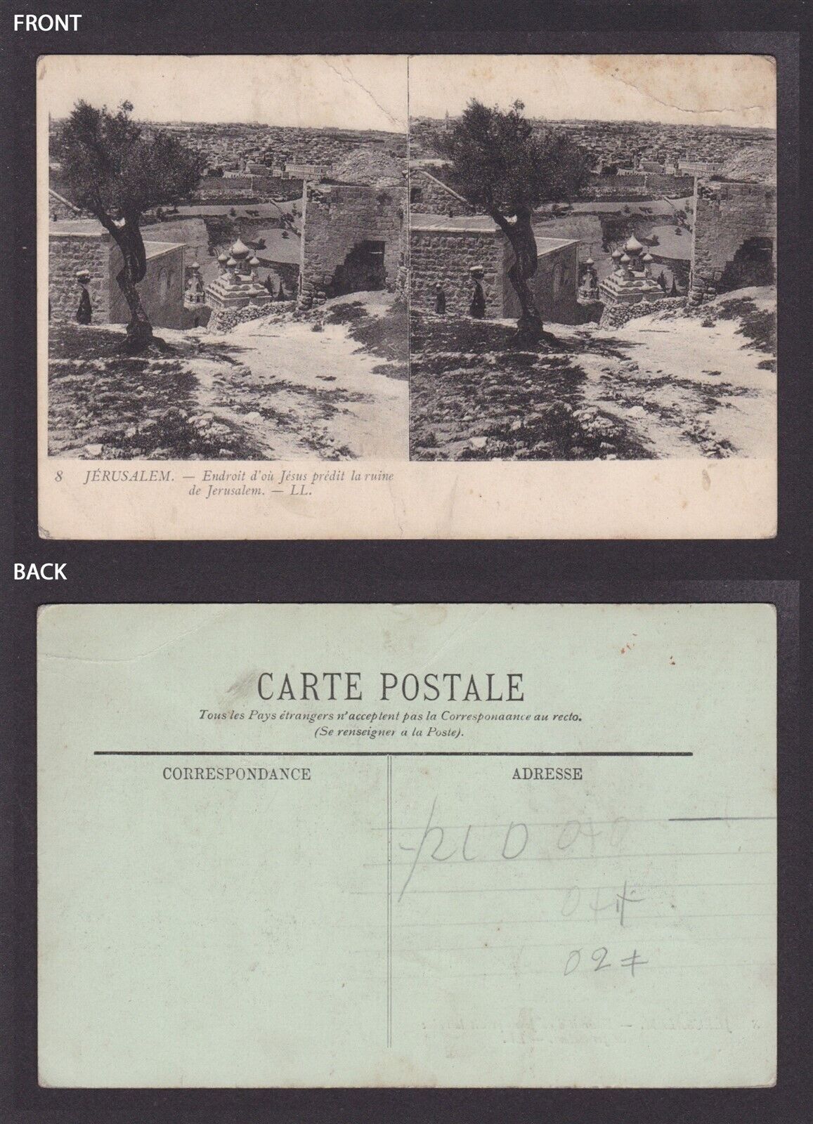 ISRAEL, Postcard, Stereophoto, Place where Jesus foretold doom of ...