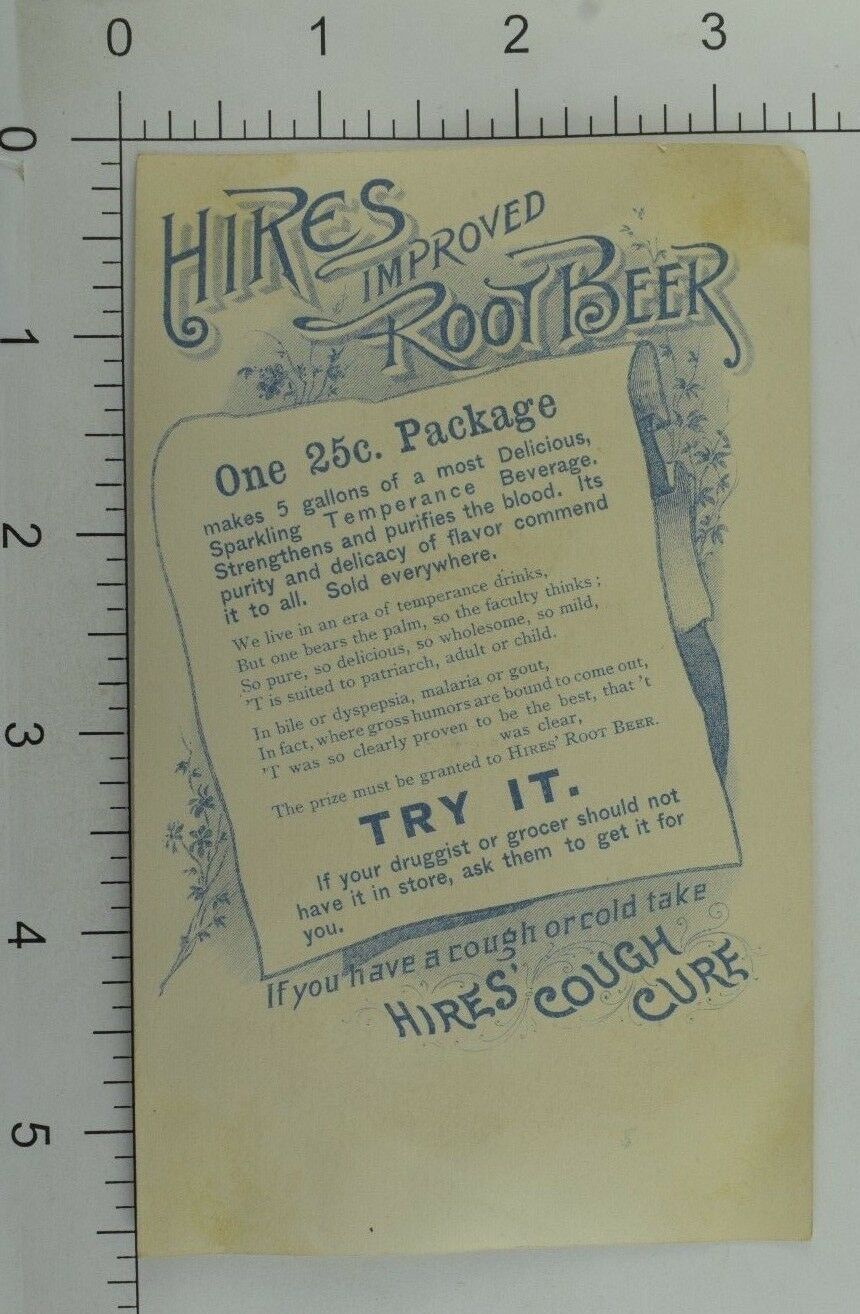 1880's-90's Hires' Root Beer Temperance Poem Girl In Blue Silk/Satin ...