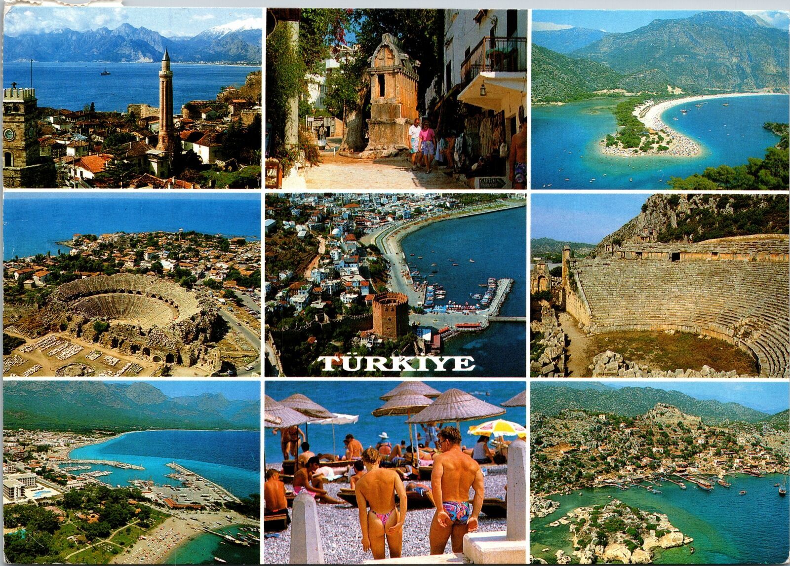 Vintage Jumbo-Sized Postcard ~6.5" X 4.5" Multiple Views of Antalya ...