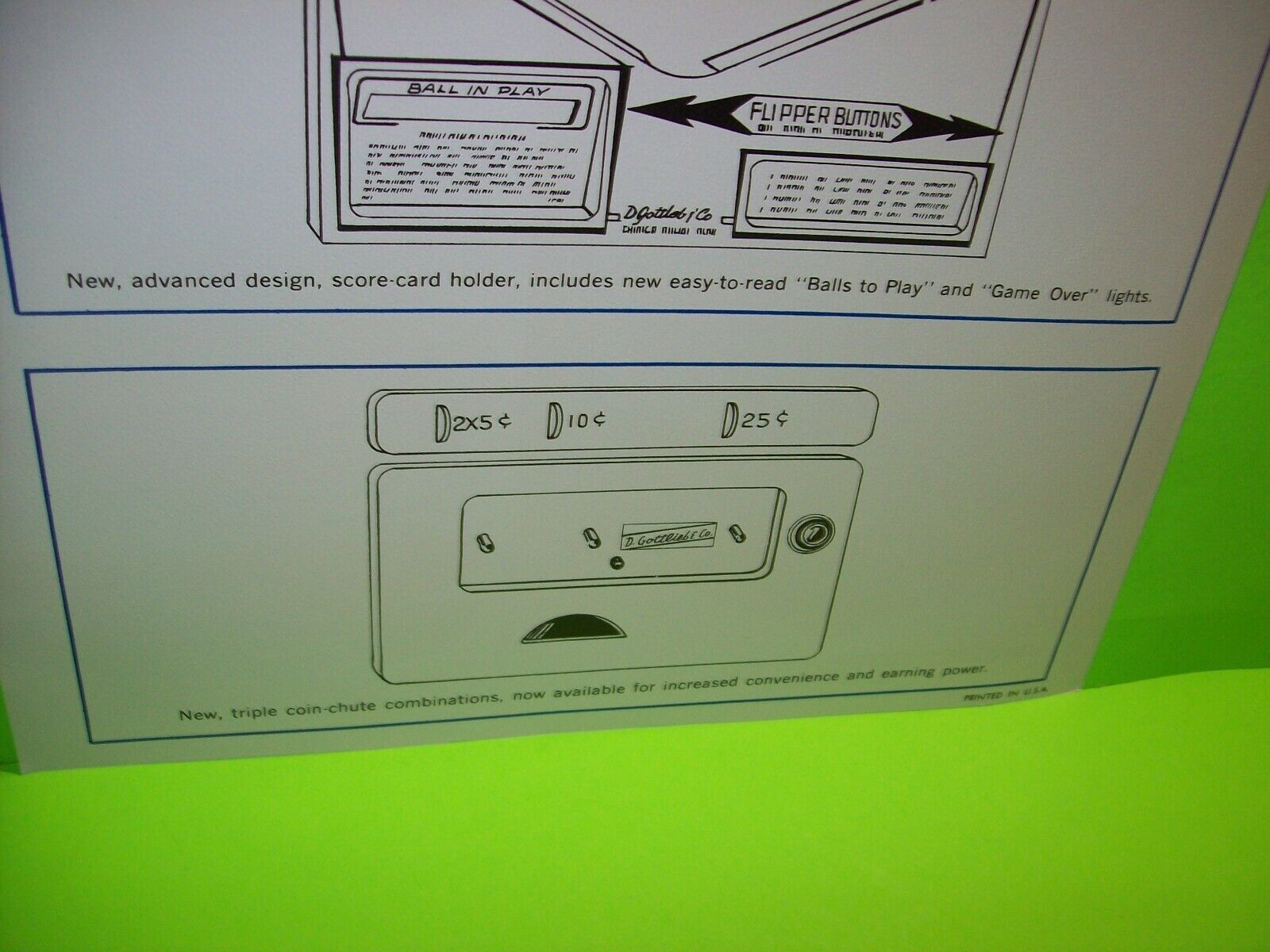 Dancing Lady Pinball FLYER Original 1967 Game Artwork Sheet Ballerina ...