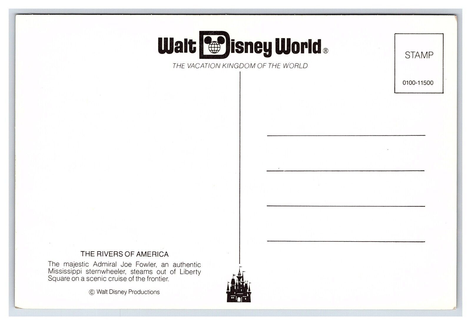 Admiral Joe Fowler Sternwheeler Walt Disney World FL Continental View ...