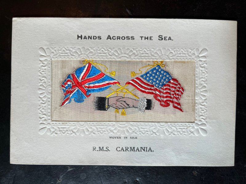 c1910 RMS Carmania Woven Silk Cunard Line Steamer Ship Antique Postcard ...