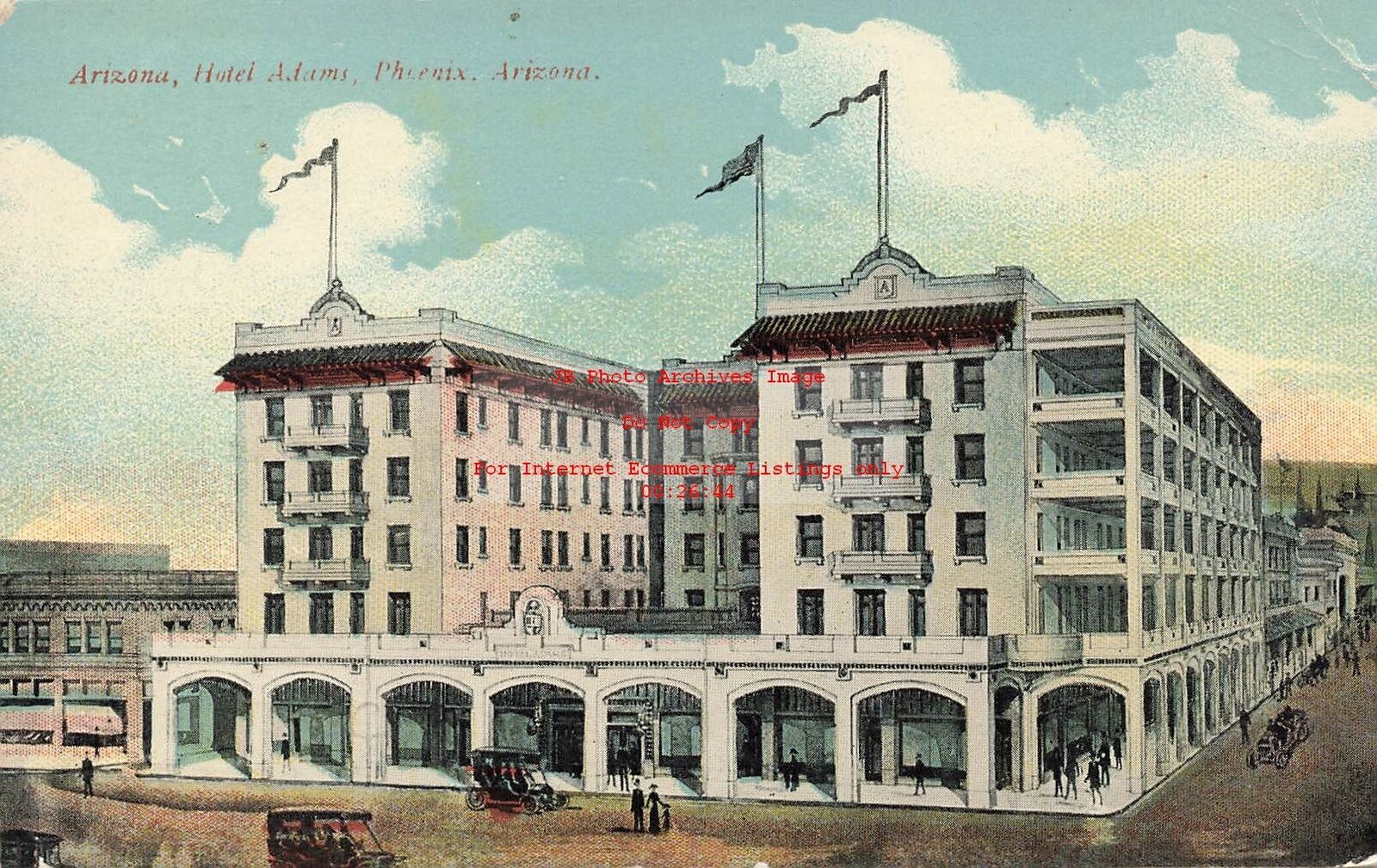 AZ, Phoenix, Arizona, Adams Hotel, Exterior View, 1911 PM, WH Clune Pub ...