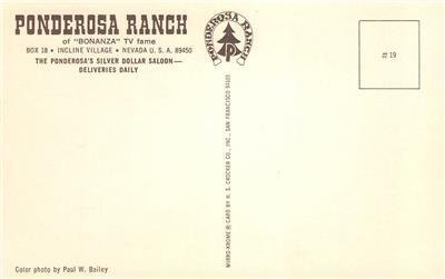 PONDEROSA RANCH Bonanza TV Show Saloon Lake Tahoe c1960s Vintage ...