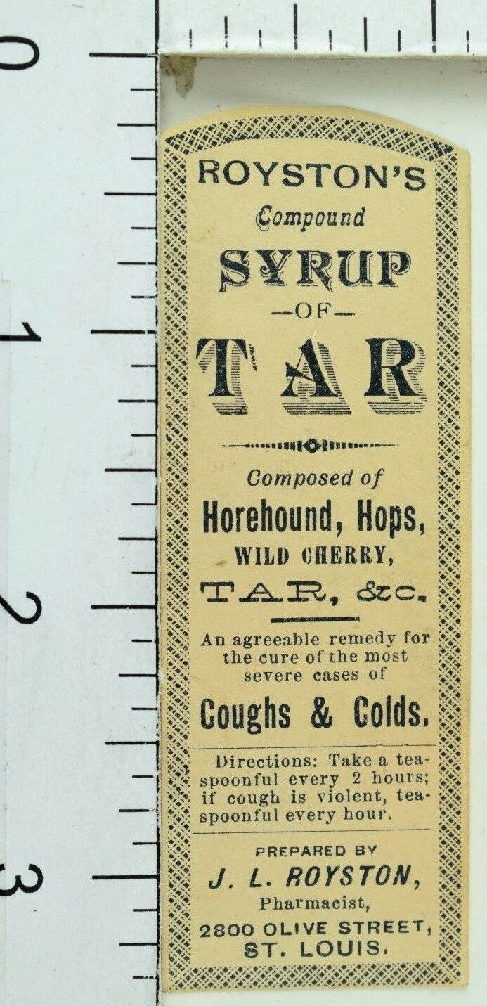 1880's-90's J.L. Royston Syrup of Tar, Horehound Quack Medicine Bottle ...