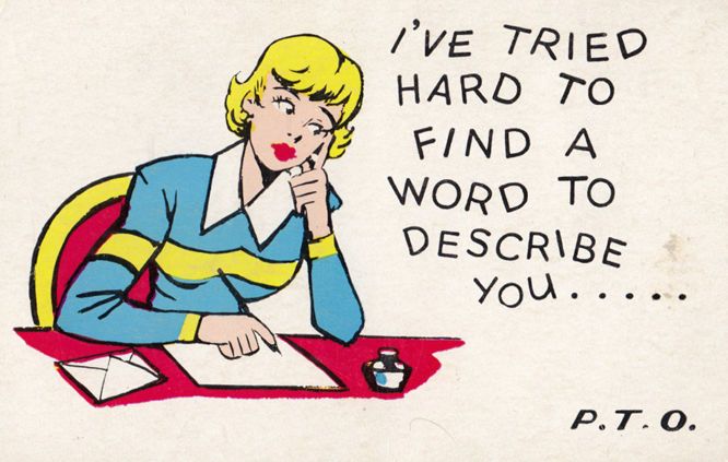 Lady Writing A Rude Swear Word Love Letter Comic Humour Postcard ...