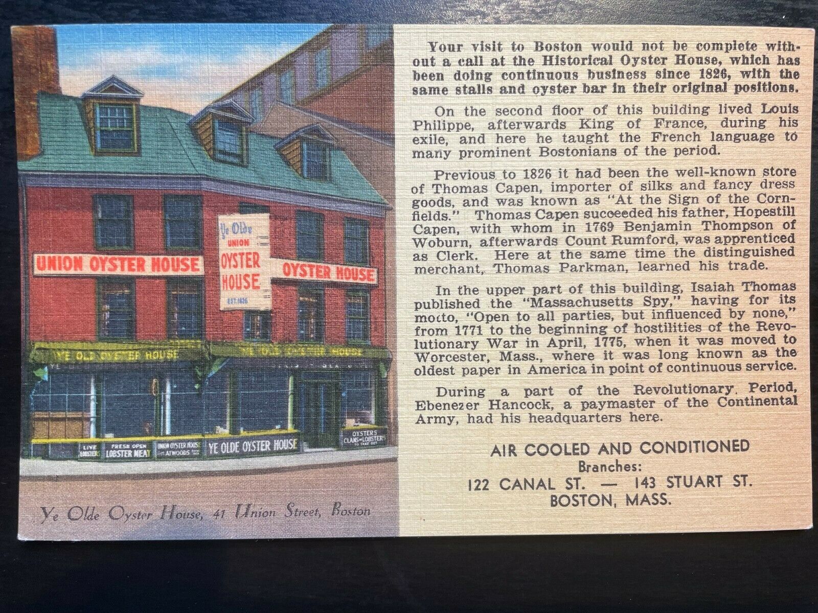 Vintage Postcard 1930-1945 Ye Olde Oyster House 14 Union Street Boston ...